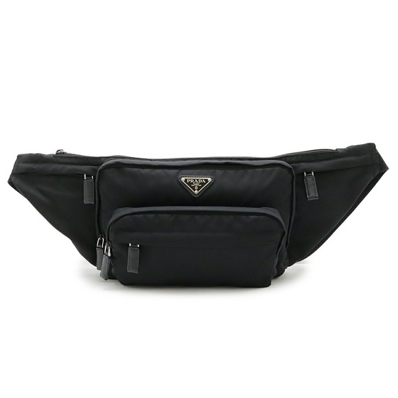 Prada | Bags | Prada Triangle Logo Waist Bag Pouch Body Hip Black ...